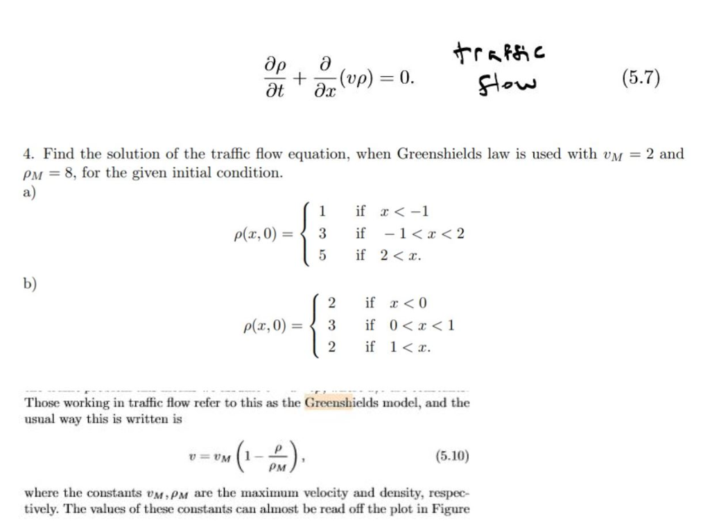 (5.7) 4. Find the solution of the traffic flow | Chegg.com
