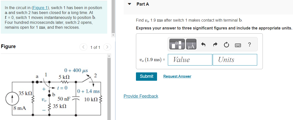 Solved In The Circuit In Figure 1 Switch 1 Has Been In