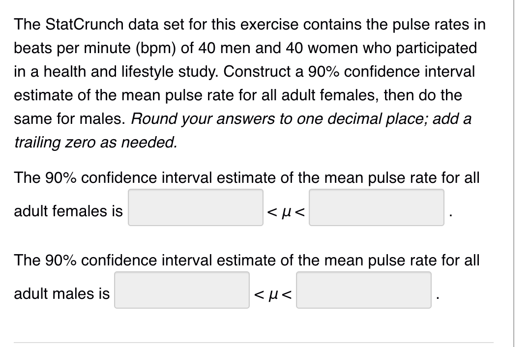 Solved The StatCrunch data set for this exercise contains | Chegg.com