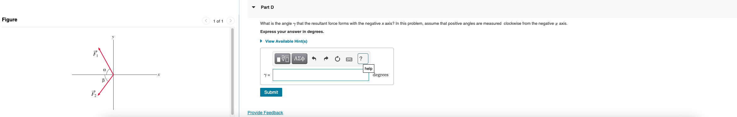 Solved What is the angle γ that the resultant force forms | Chegg.com