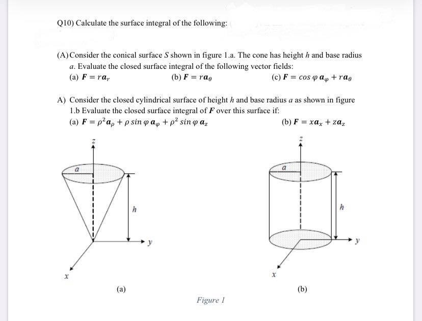 Solved Q10) Calculate the surface integral of the following: | Chegg.com