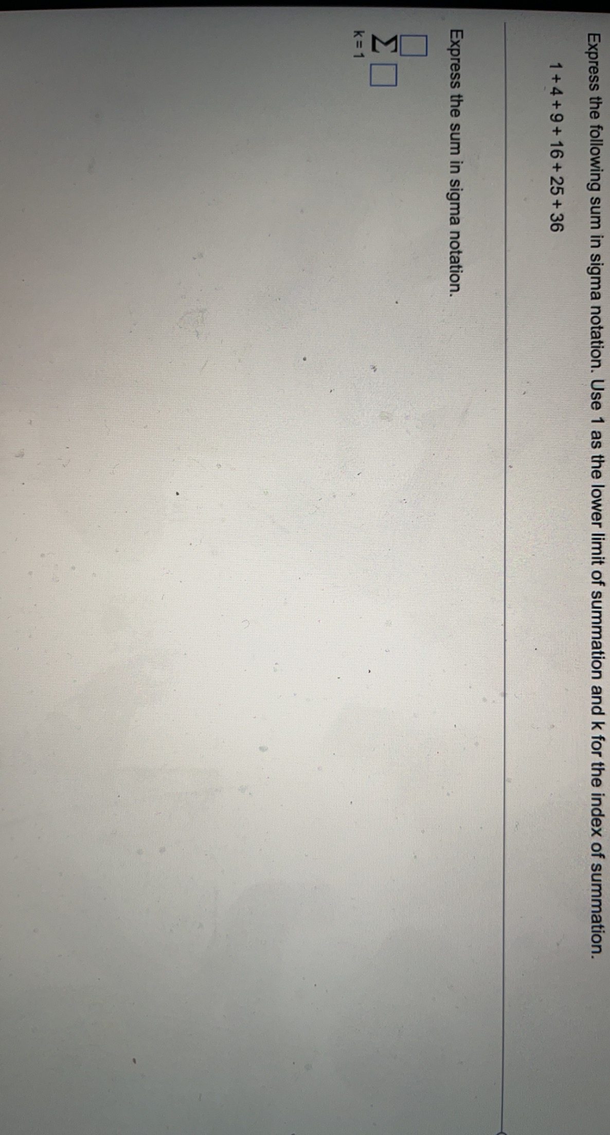 Solved Express the following sum in sigma notation. Use 1 as | Chegg.com