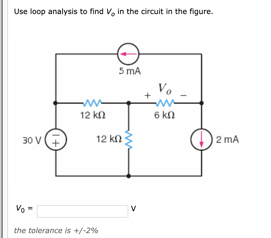 Solved Use loop analysis to find V. in the circuit in the | Chegg.com