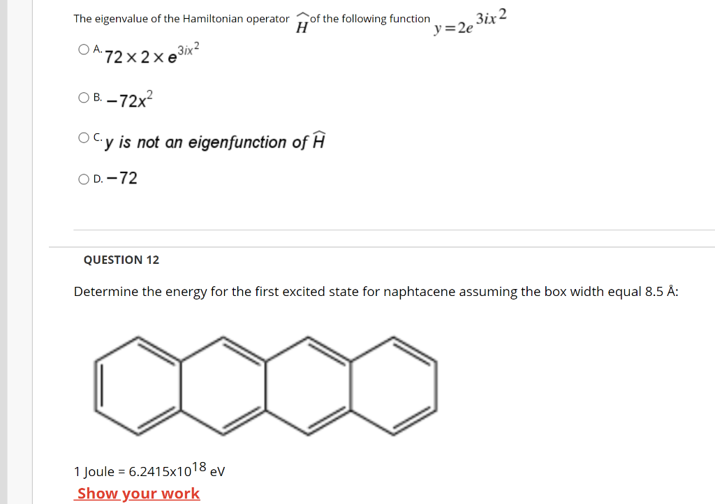 Solved The Eigenvalue Of The Hamiltonian Operator Of The 