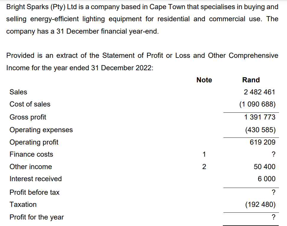 Solved Notes to the Statement of Profit or Loss:1. Finance | Chegg.com