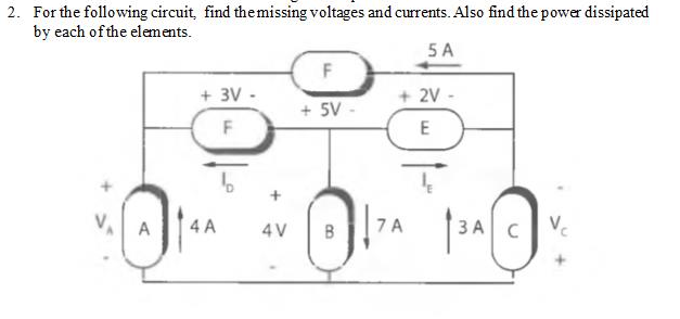 Solved For The Following Circuit Find The Missing Voltages