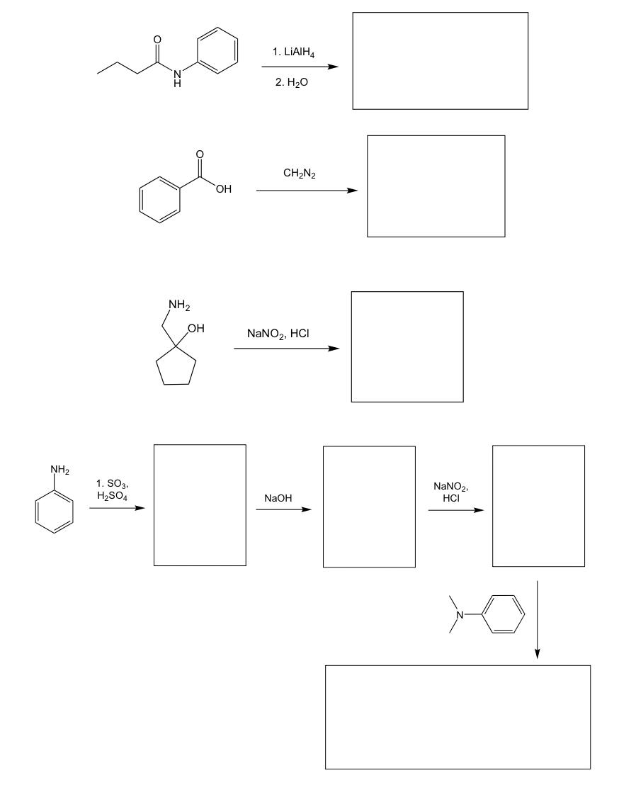 Solved 2. H2O CiAlH4 CH2 N2 NaNO2,HCl \begin{tabular}{l} 1. | Chegg.com
