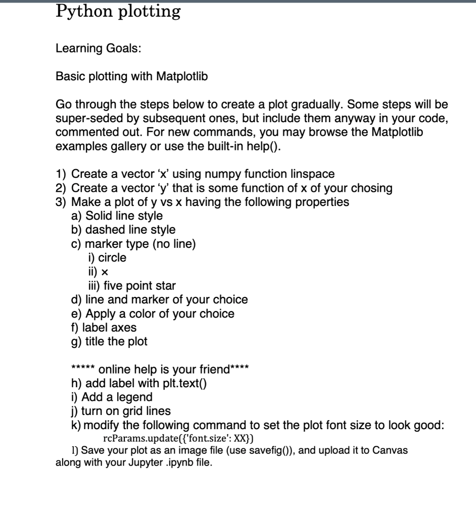 Solved Python Plotting Learning Goals Basic Plotting With 3511