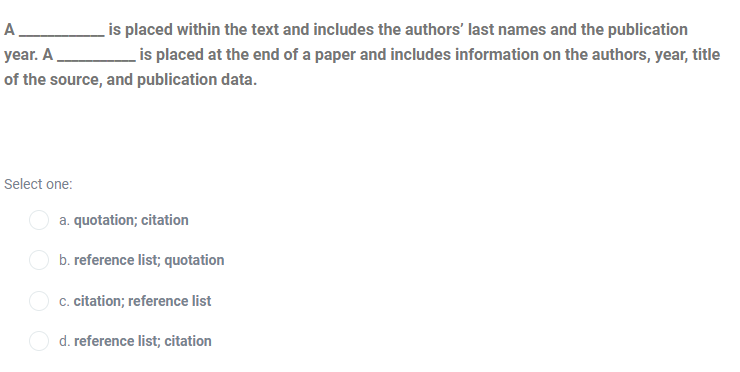 Solved A is placed within the text and includes the authors' | Chegg.com