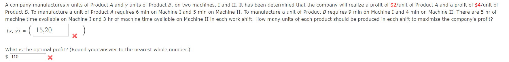Solved (x,y)=(x) What is the optimal profit? (Round your | Chegg.com