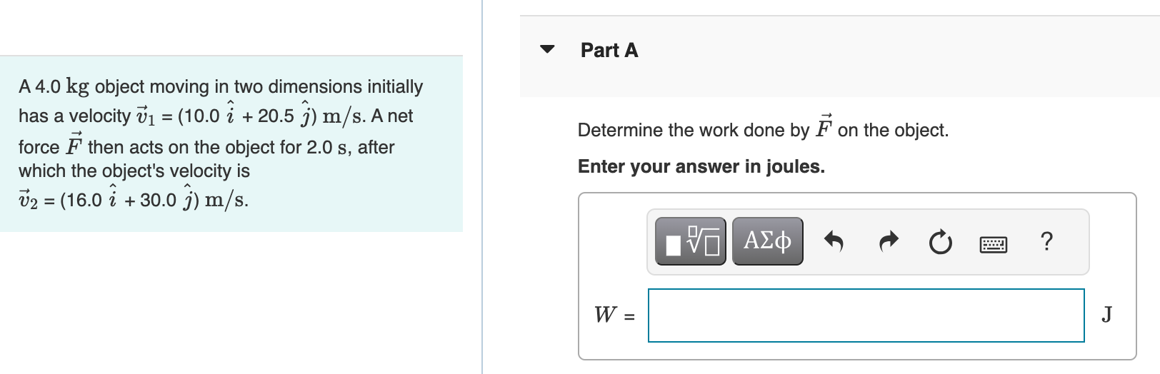 Solved Part AA 4.0kg ﻿object moving in two dimensions | Chegg.com