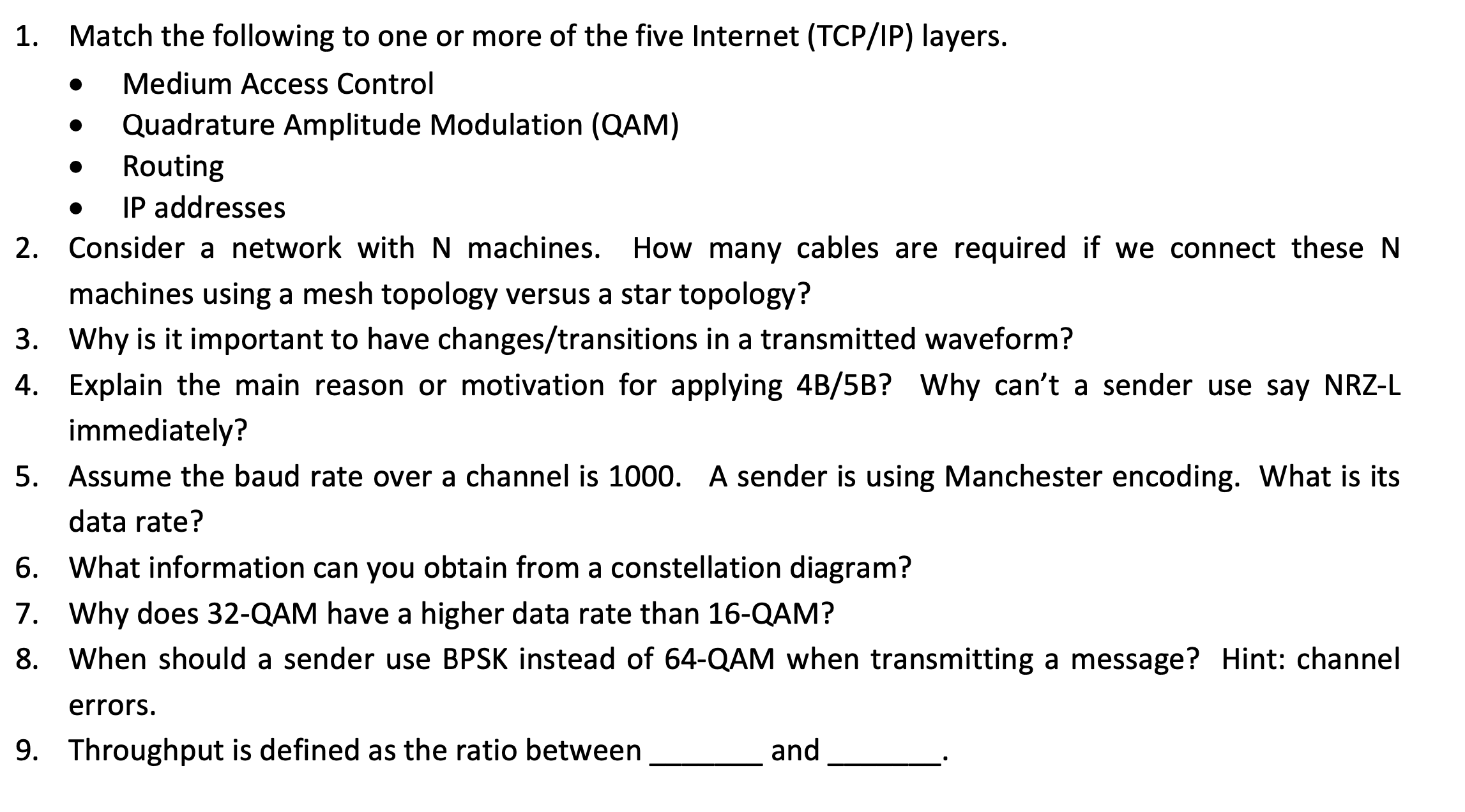 Solved 1. ﻿Match the following to one or more of the five | Chegg.com