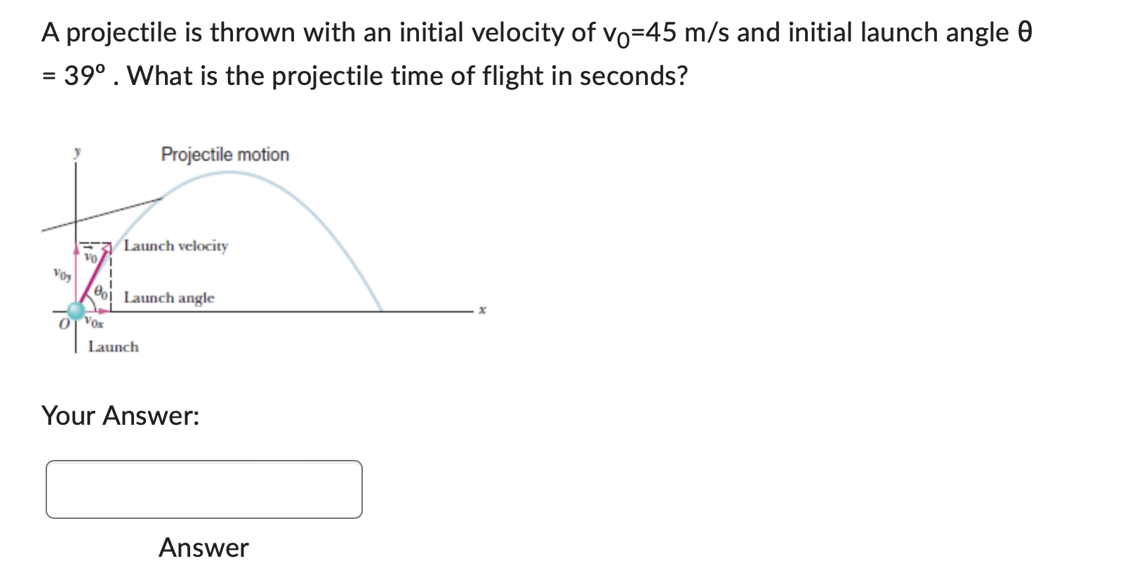 Solved A projectile is thrown with an initial velocity of | Chegg.com