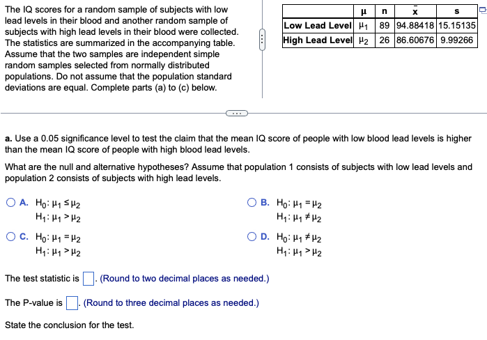 Solved The IQ scores for a random sample of subjects with | Chegg.com Solved The IQ scores for a random sample of subjects with | Chegg.com