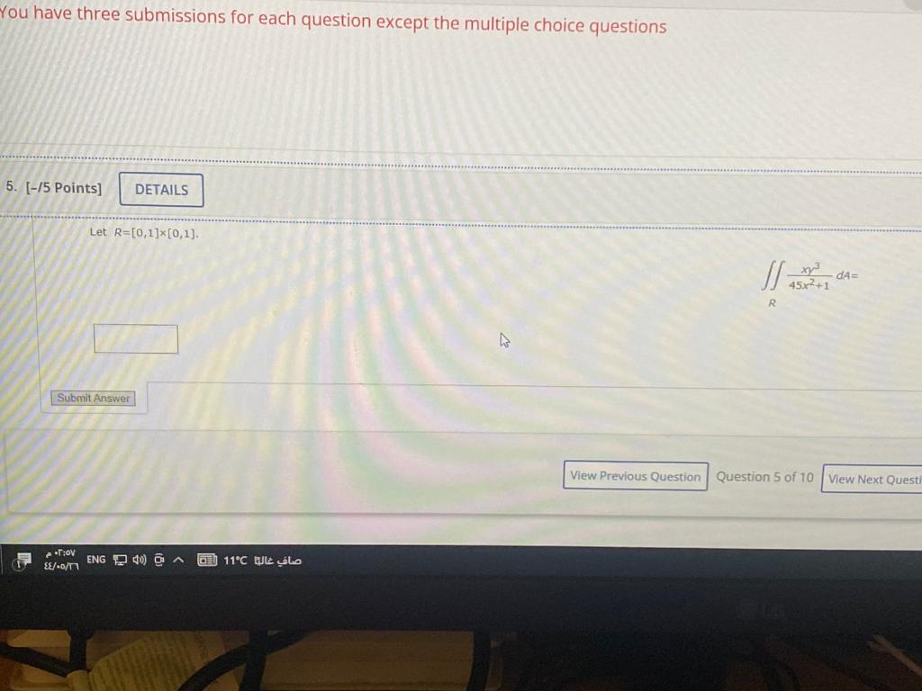 Solved fou have three submissions for each question except | Chegg.com