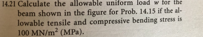 Solved 14.21 Calculate the allowable uniform load w tor the | Chegg.com