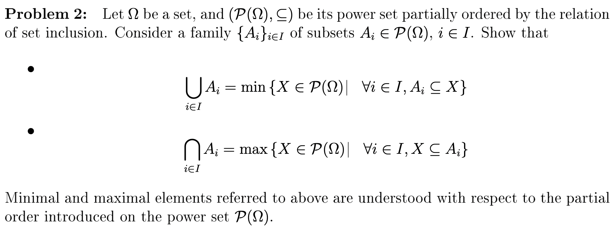 Solved Problem 2: Let 12 be a set, and (P(12), C) be its | Chegg.com
