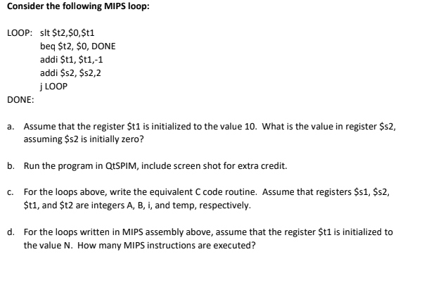 Consider the following MIPS loop: LOOP: sit | Chegg.com