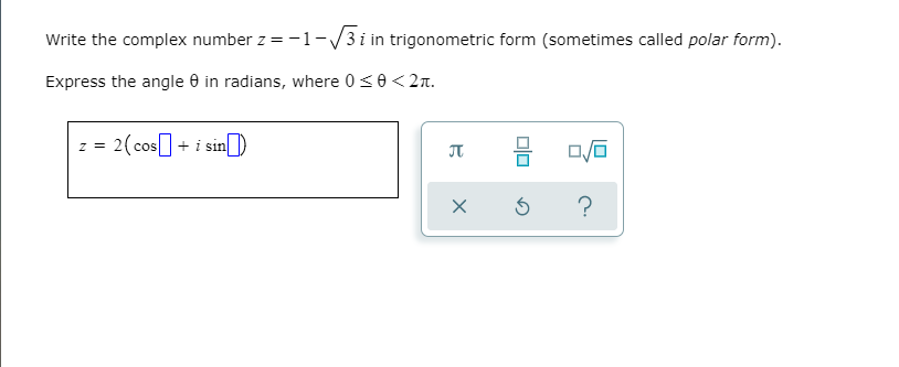 Solved Write the complex number z=-1-3i in trigonometric | Chegg.com