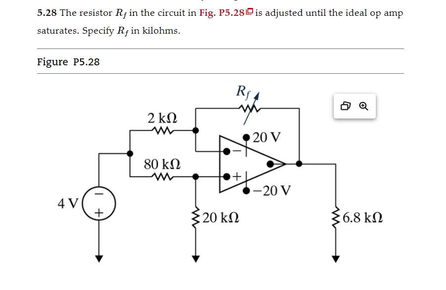 Solved 5.28 The resistor Rf in the circuit in Fig. P5.28吶 is | Chegg.com