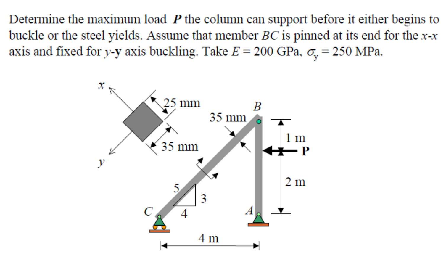 Solved Determine the maximum load P the column can support | Chegg.com