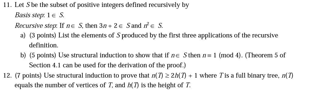11. Let S be the subset of positive integers defined | Chegg.com