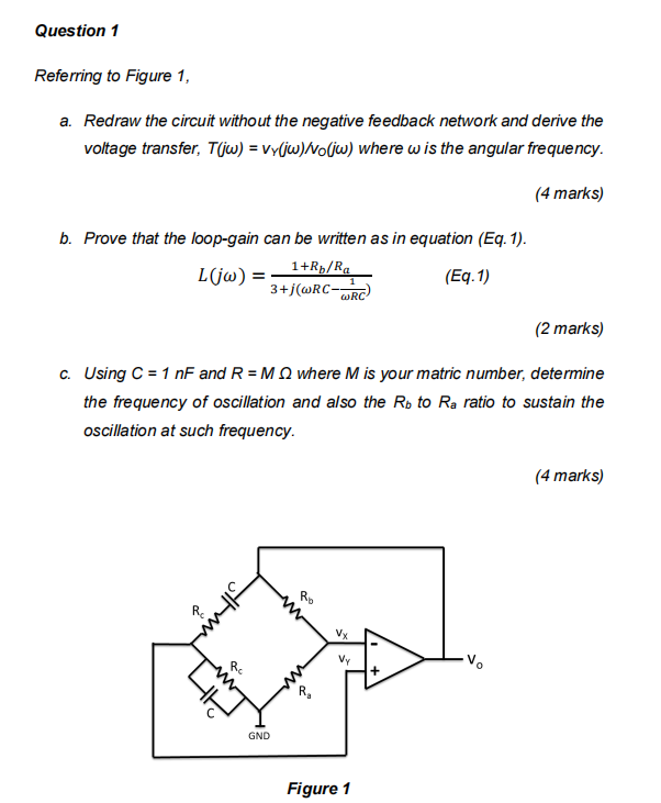 Solved Question 1 Referring to Figure 1, a. Redraw the | Chegg.com