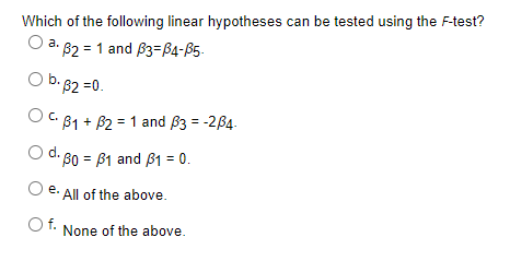 Solved Which of the following linear hypotheses can be | Chegg.com