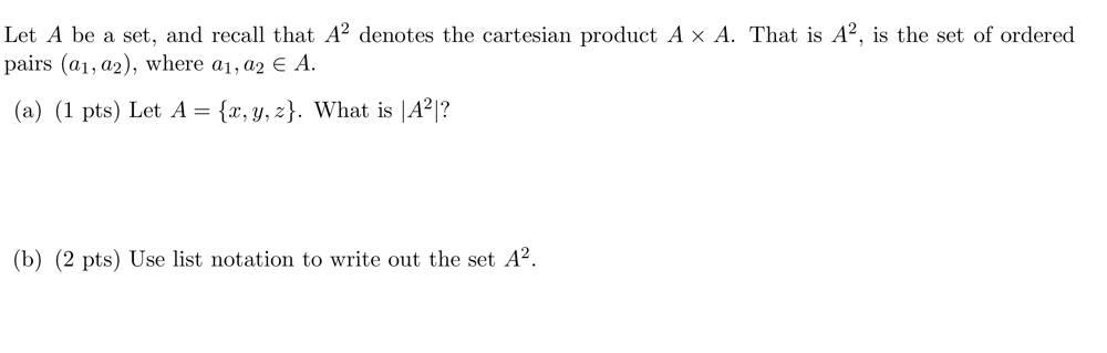 Solved Let A be a set, and recall that A2 denotes the | Chegg.com