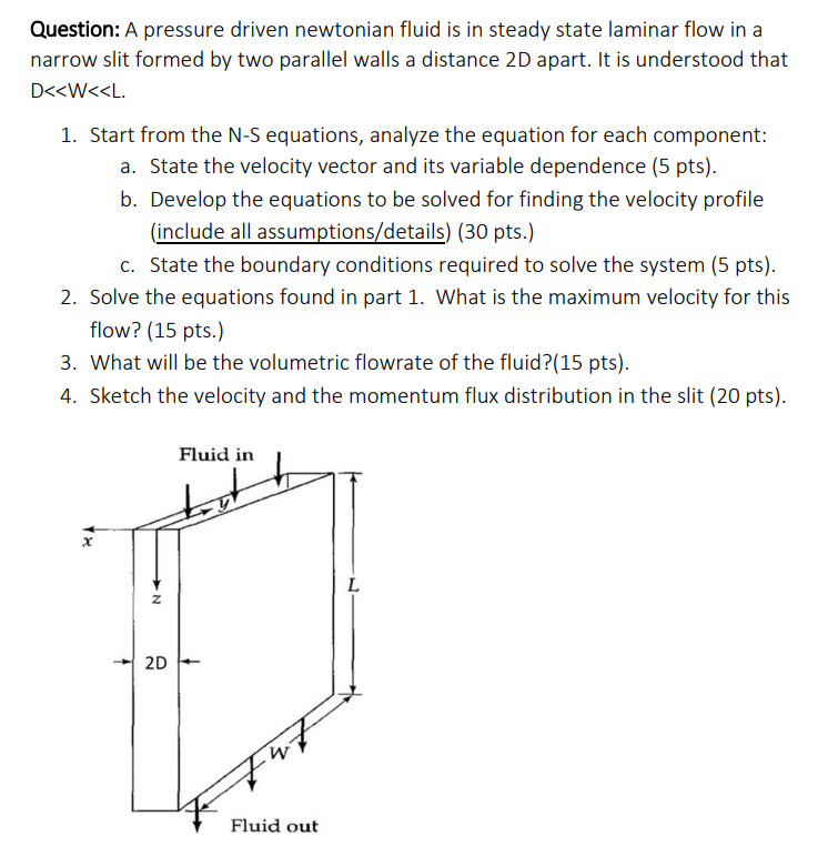 Solved Question: A pressure driven newtonian fluid is in | Chegg.com