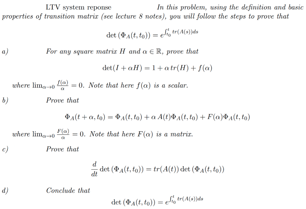 LTV system reponse In this problem, using the | Chegg.com
