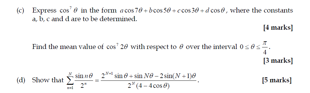 Solved (c) Express cos? O in the form a cos 70 + bcos 50 + c | Chegg.com