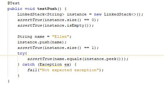 Solved @Test public void testPush() { LinkedStack instance = | Chegg.com