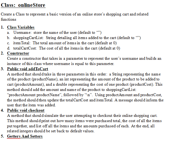 Solved Class: online Store Create a Class to represent a | Chegg.com