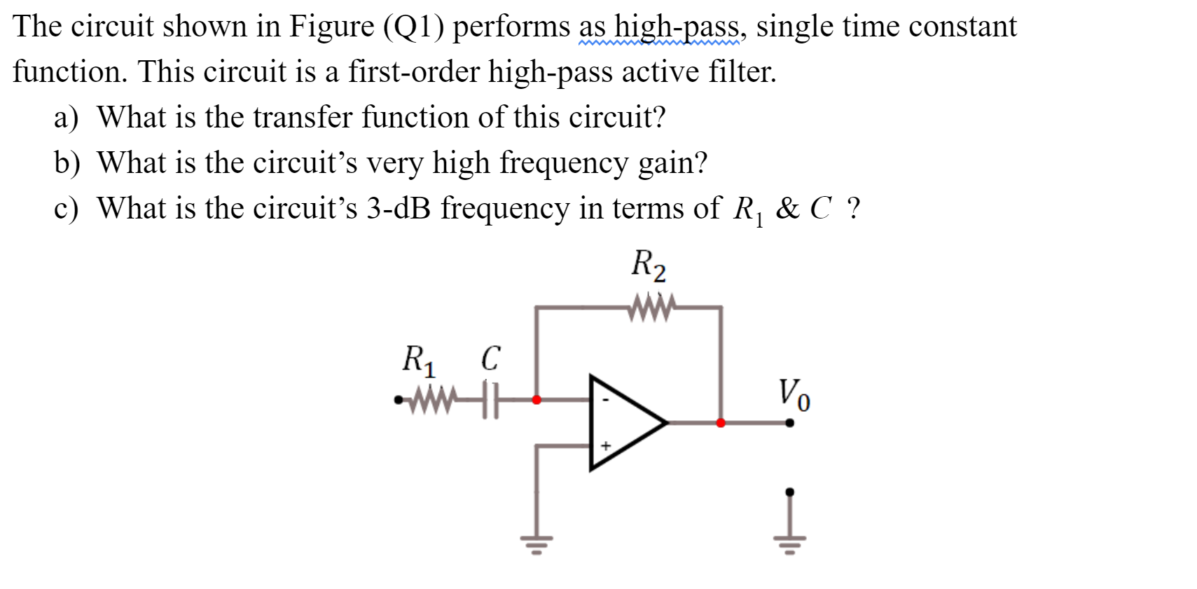 Solved The circuit shown in Figure (Q1) performs as | Chegg.com
