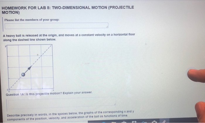 Solved HOMEWORK FOR LAB 8: TWO-DIMENSIONAL MOTION | Chegg.com