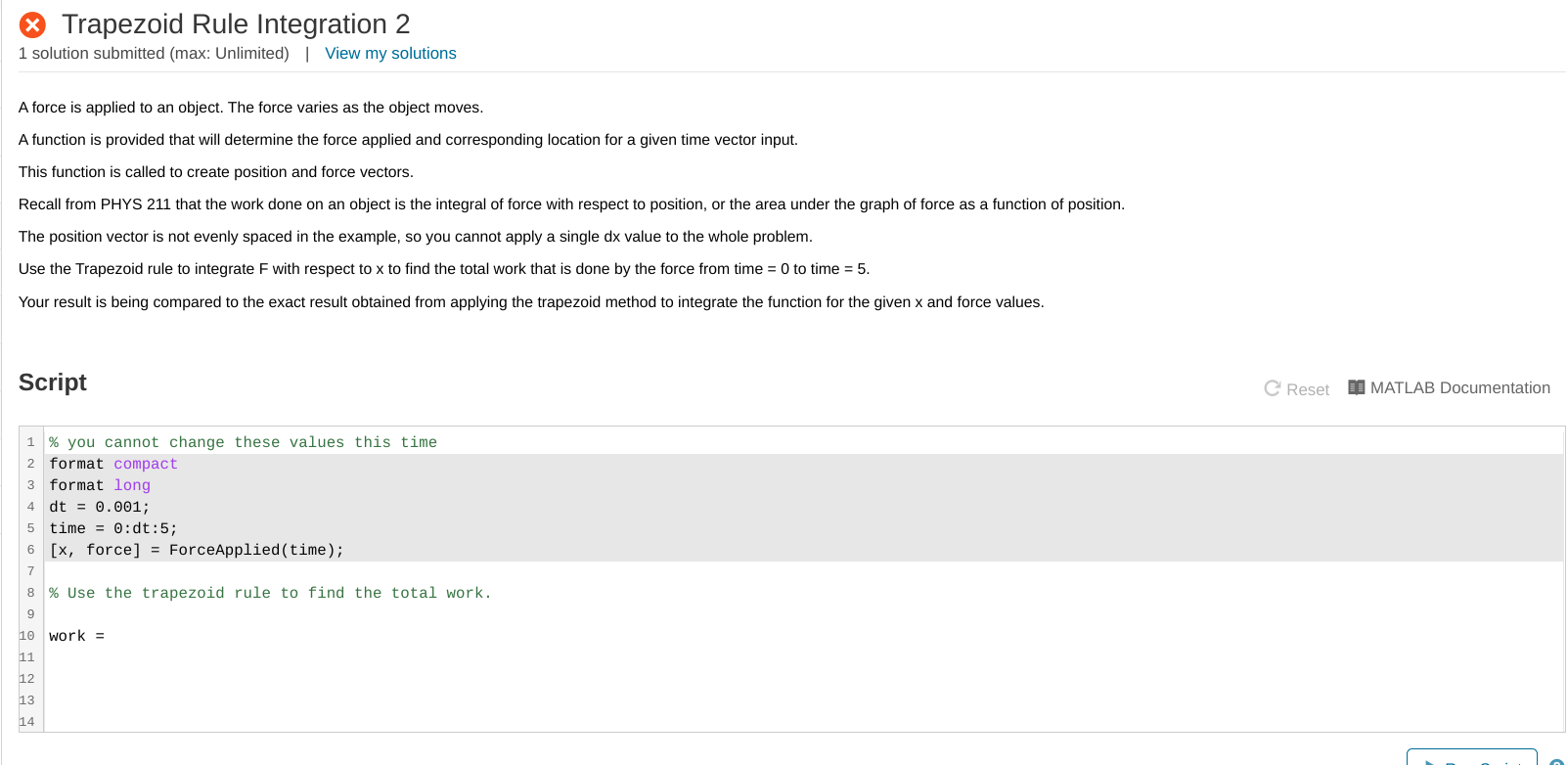 Solved 8 Trapezoid Rule Integration 2 1 solution submitted | Chegg.com