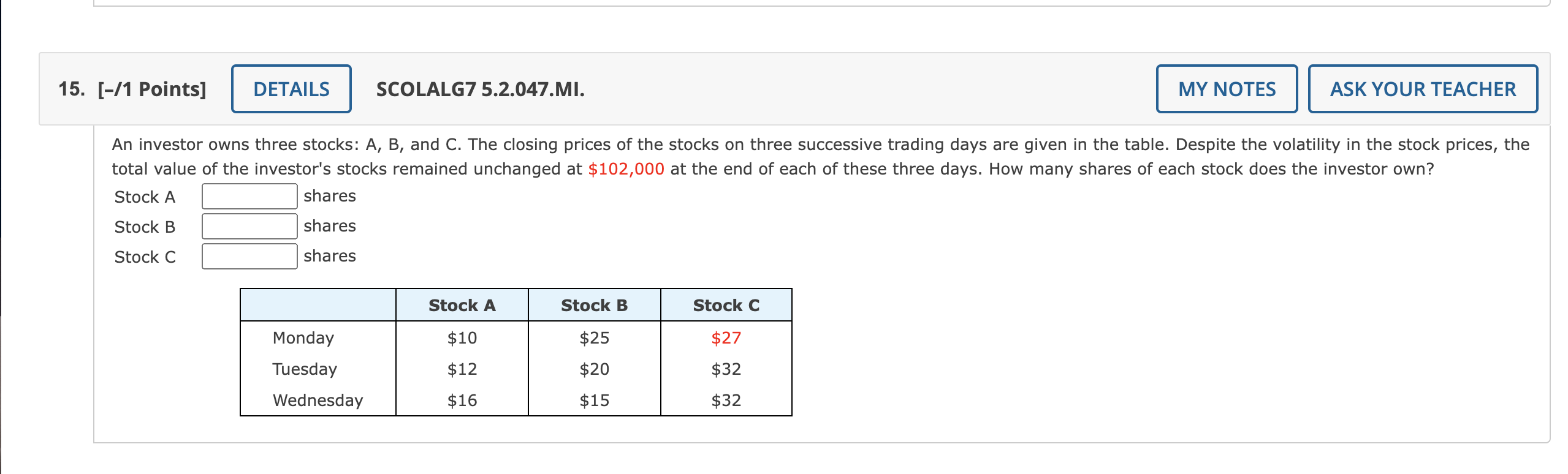 Solved 15. [-/1 Points] DETAILS SCOLALG7 5.2.047.MI. MY | Chegg.com