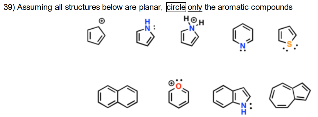 Solved 39) Assuming all structures below are planar, circle | Chegg.com