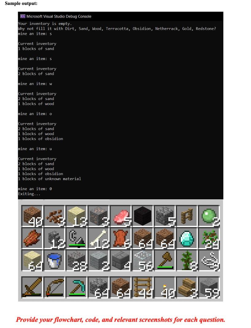 Solved . In Minecraft, players start with an empty | Chegg.com