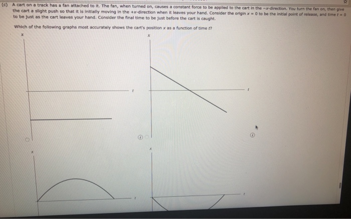 Solved (e) A cart on a track has a fan attached to it. The | Chegg.com