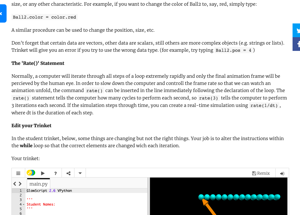 X · Using loops to animate trinket Run In the above | Chegg.com