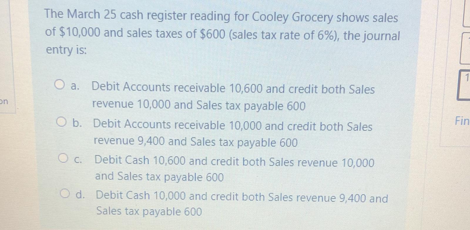Solved The March 25 cash register reading for Cooley Grocery | Chegg.com