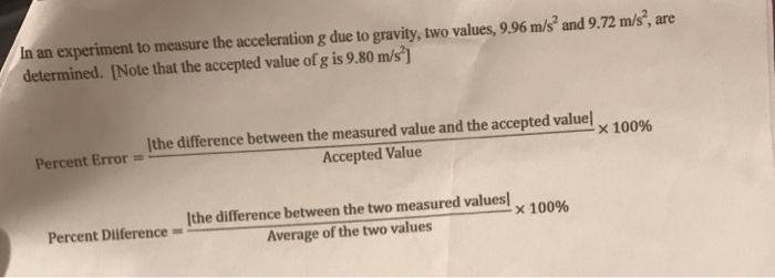 Solved In an experiment to measure the acceleration g due to | Chegg.com