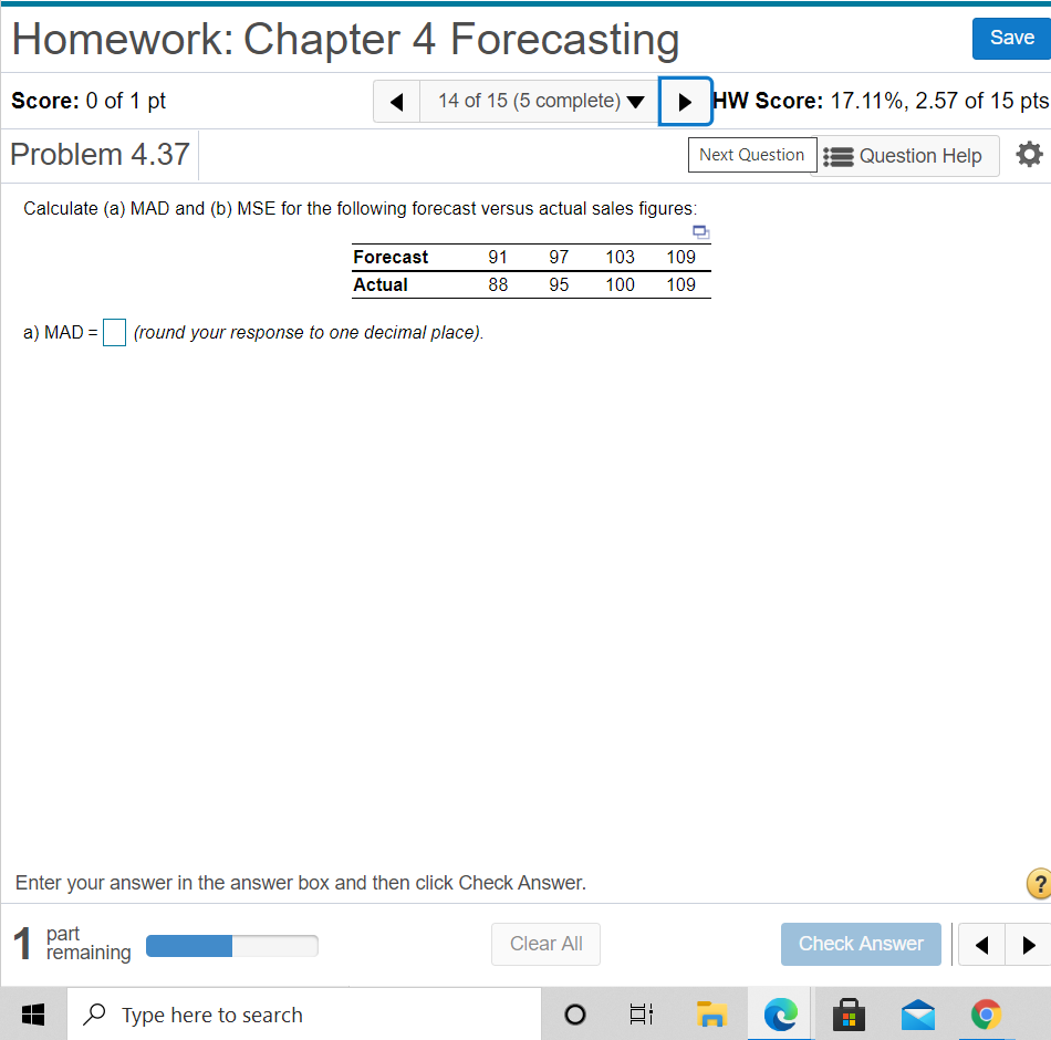 Solved Homework Chapter 4 Forecasting Save Score 0 Of 1 Pt