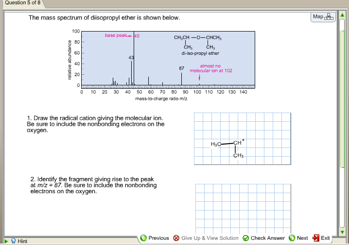 Solved Question 5 of 8 The mass spectrum of diisopropyl | Chegg.com