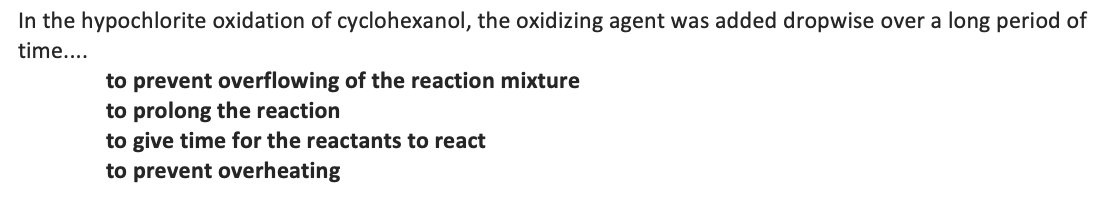 Solved In the hypochlorite oxidation of cyclohexanol, the | Chegg.com
