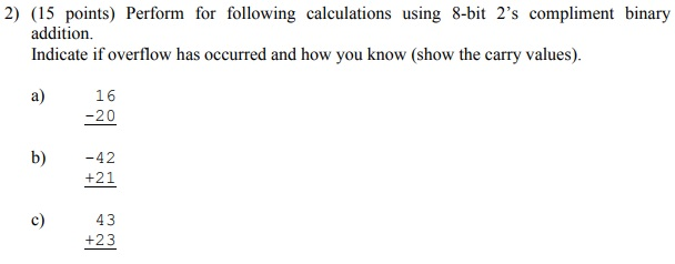 Solved 2) (15 points) Perform for following calculations | Chegg.com