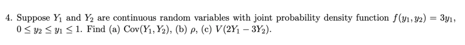 Solved 4. Suppose Y1 and Y2 are continuous random variables | Chegg.com