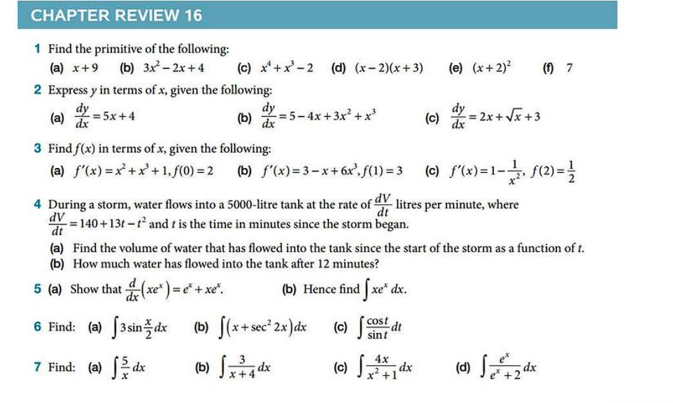 Solved 1 Find the primitive of the following: (a) x+9 (b) | Chegg.com